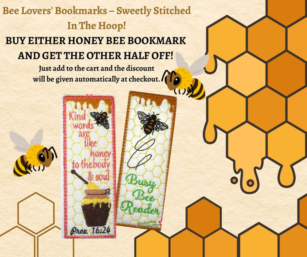 BUSY BEE READER BOOK MARK In The Hoop- Digital File| Embroidery by ...