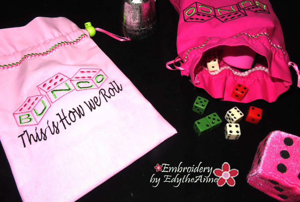 BUNCO DRAWSTRING BAG - In The Hoop Machine Embroidery - Digital Downlo ...