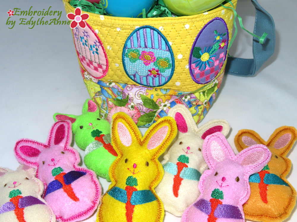 EASTER BASKET & BUNNY HOPPERS In The Hoop Machine Embroidery Design ...
