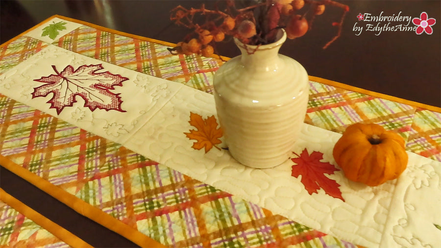 FALL FOLIAGE TABLE RUNNER & PLACEMAT SET In The Hoop - Digital Downloa ...
