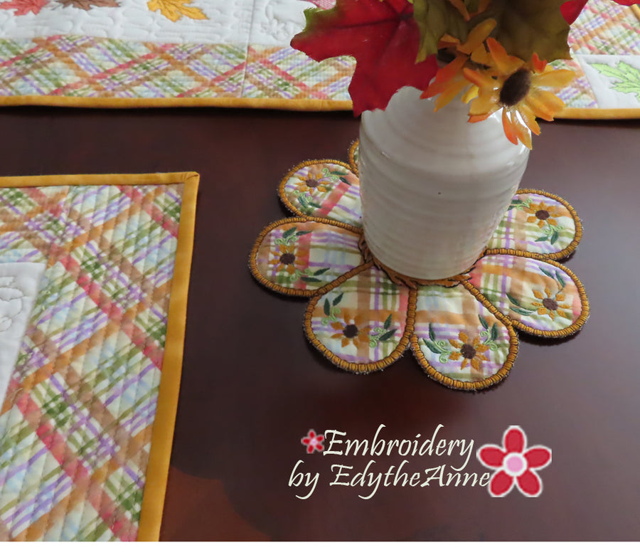 FALL FOLIAGE CENTERPIECE & TRIVET In The Hoop Machine Embroidery ...