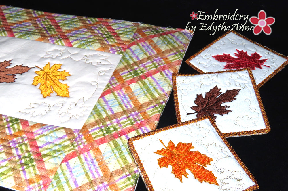 FALL FOLIAGE COASTER In The Hoop Machine Embroidery -| Embroidery by ...