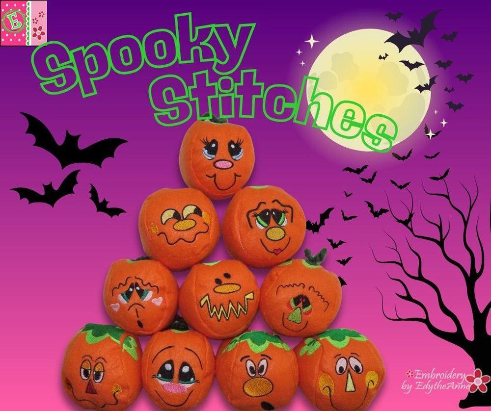 SPOOKY STITCHES - PUMPKIN BALLS STUFFIES In The Hoop Machine Embroidery ...