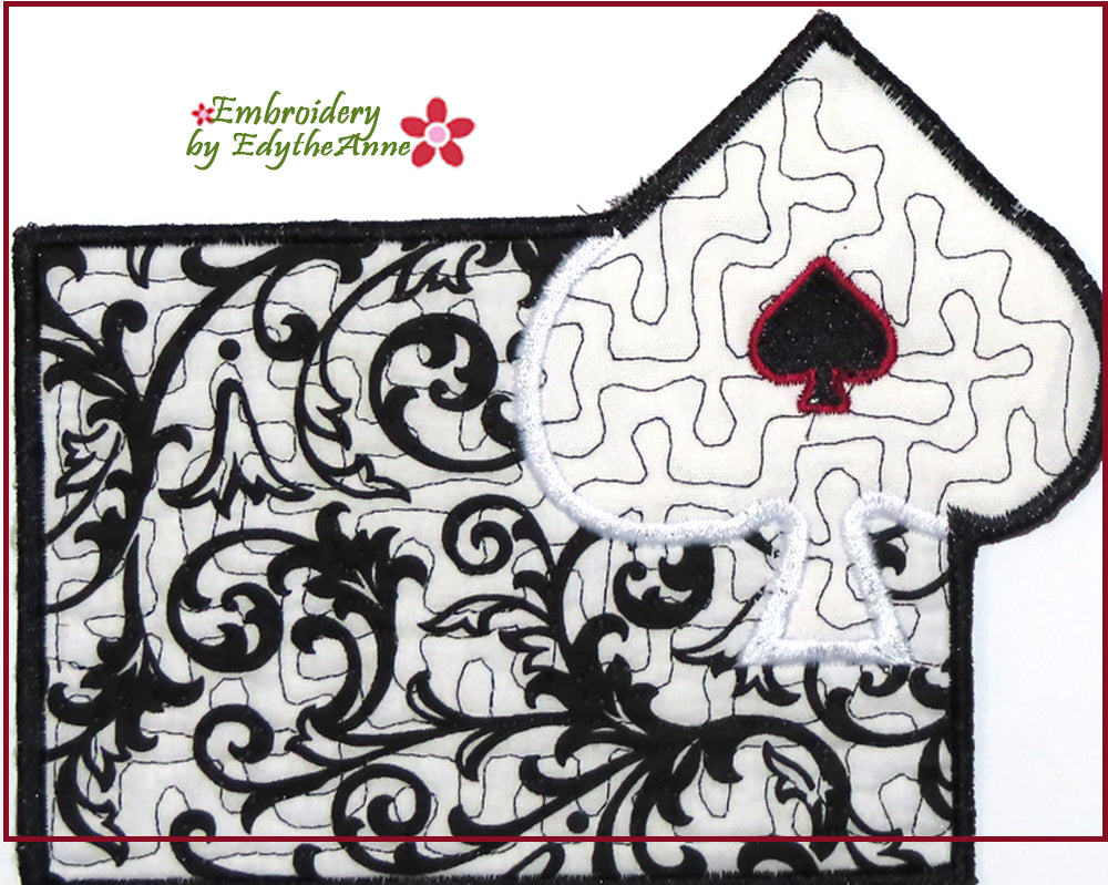 PLAYING CARD GAME SET Machine Embroidery In The Hoop Mug Mats - Digita ...