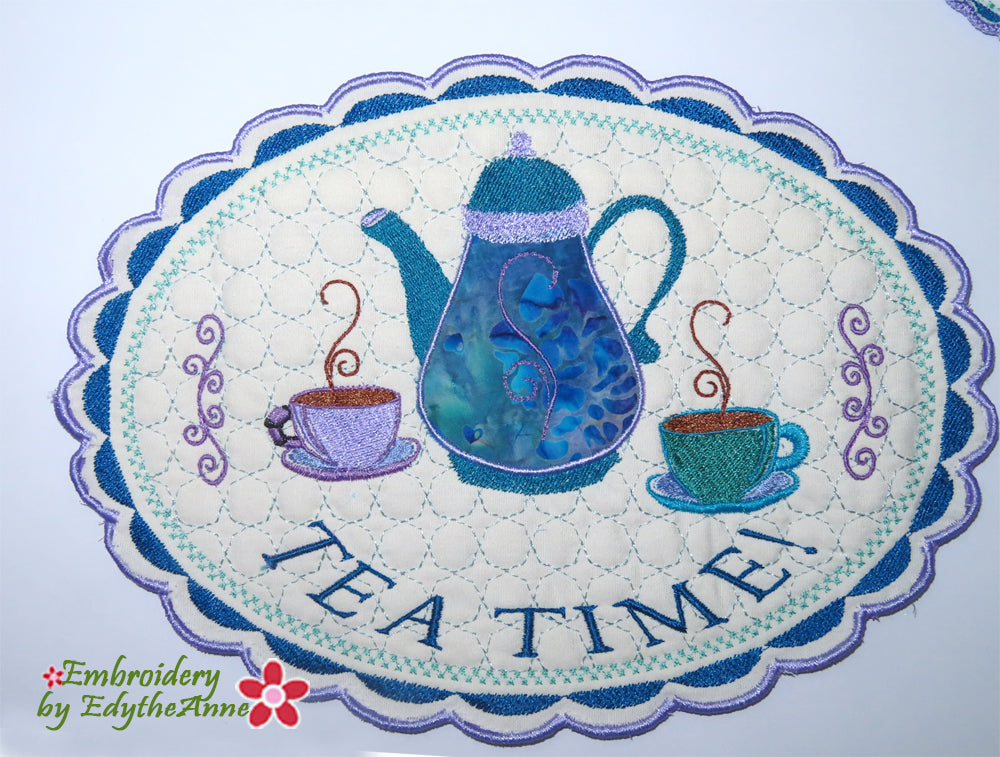 TEA TIME CENTERPIECE SET In The Hoop Machine Embroidery| Embroidery by ...