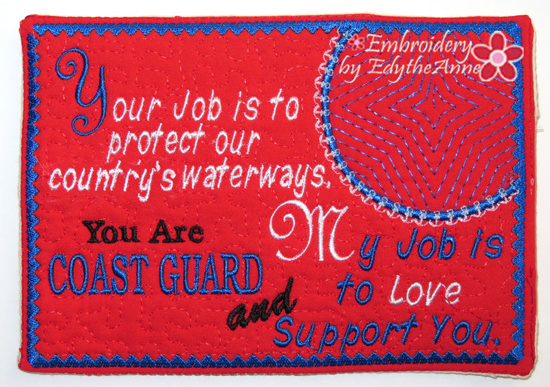 MILITARY In The Hoop Embroidered Mug Mats/Mug Rugs Army, Navy, Marines ...