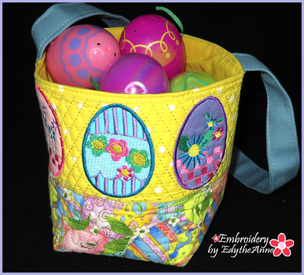 EASTER BASKET & BUNNY HOPPERS In The Hoop Machine Embroidery Design ...