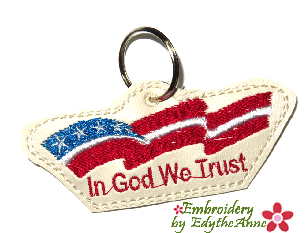 IN GOD WE TRUST KEY FOB Easy to stitch. - In The Hoop Machine Embroide ...