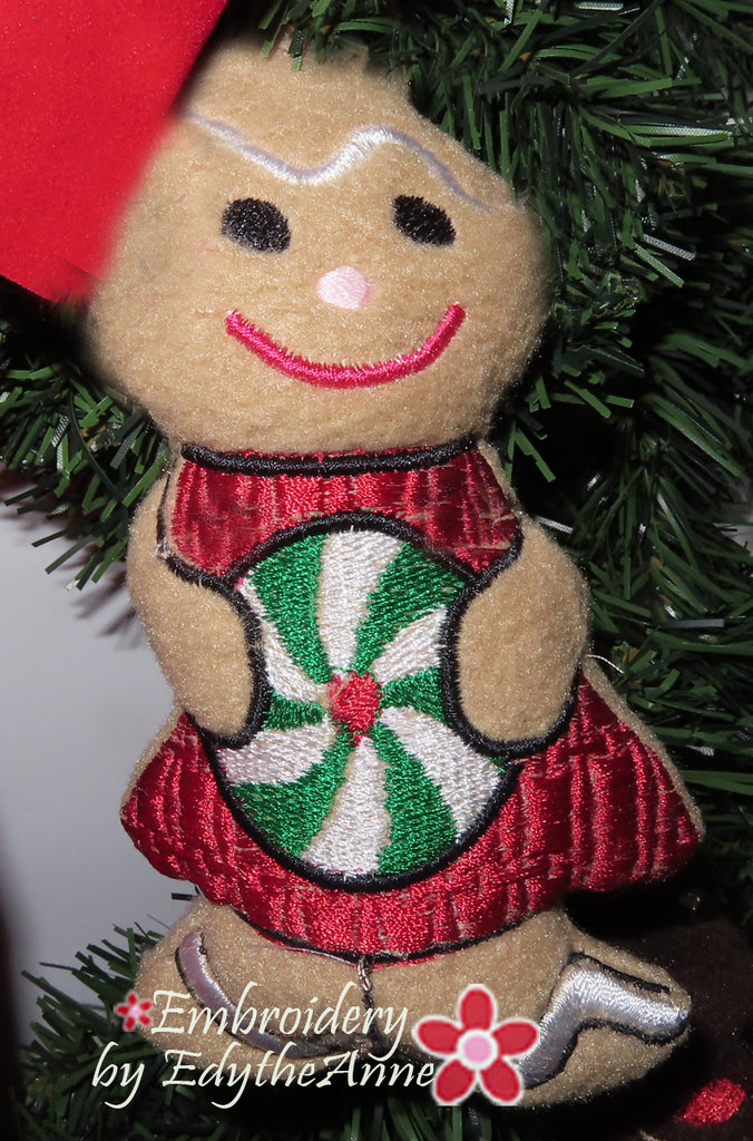 GINGERBREAD ORNAMENT STUFFIES In The Hoop Machine Embroidery Design ...
