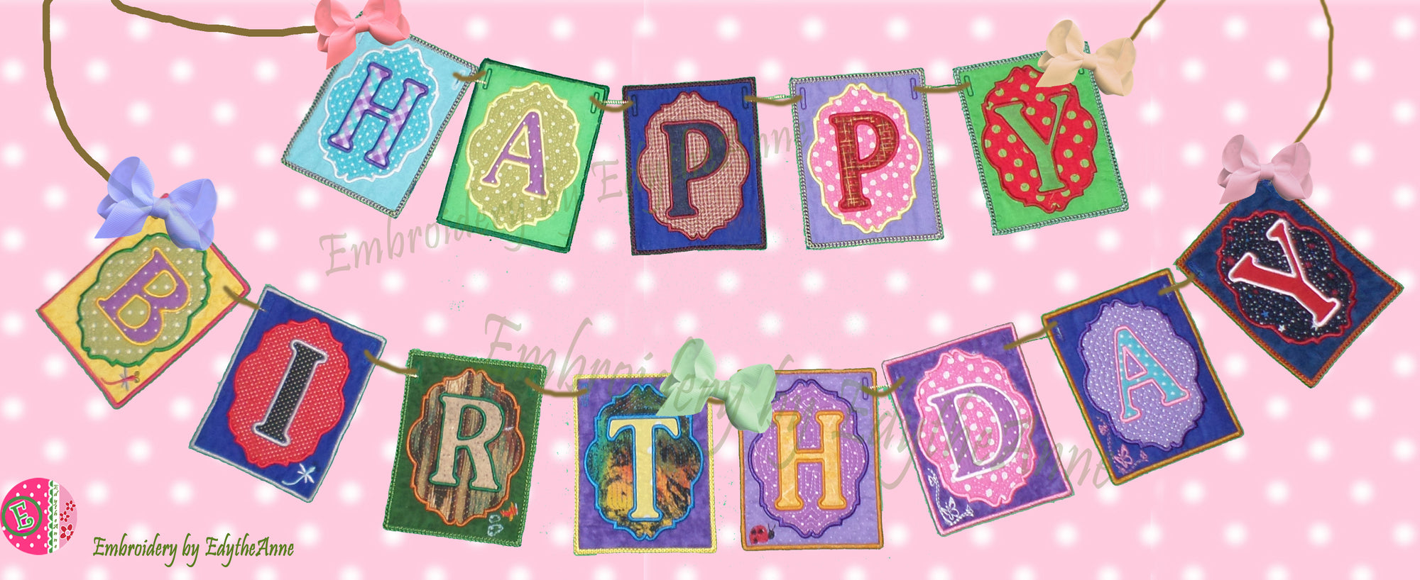 ALPHABET PARTY BANNER BLOCKS In The Hoop Machine Embroidery Designs ...