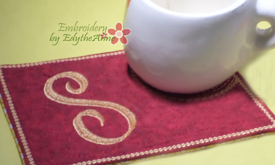 MONOGRAM MUG MATS VERSION 2 - Set of 26 In The Hoop Embroidered Mug Ma ...
