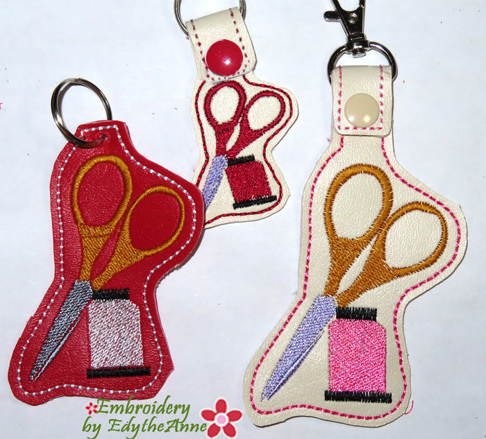 SCISSORS & THREAD KEY FOB Easy to stitch. - In The Hoop Machine Embroi ...