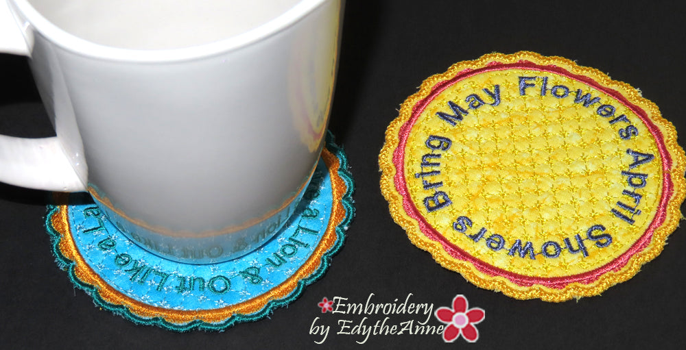SPRING COASTER SET - March & April IN THE HOOP - DIGITAL DOWNLOAD ...