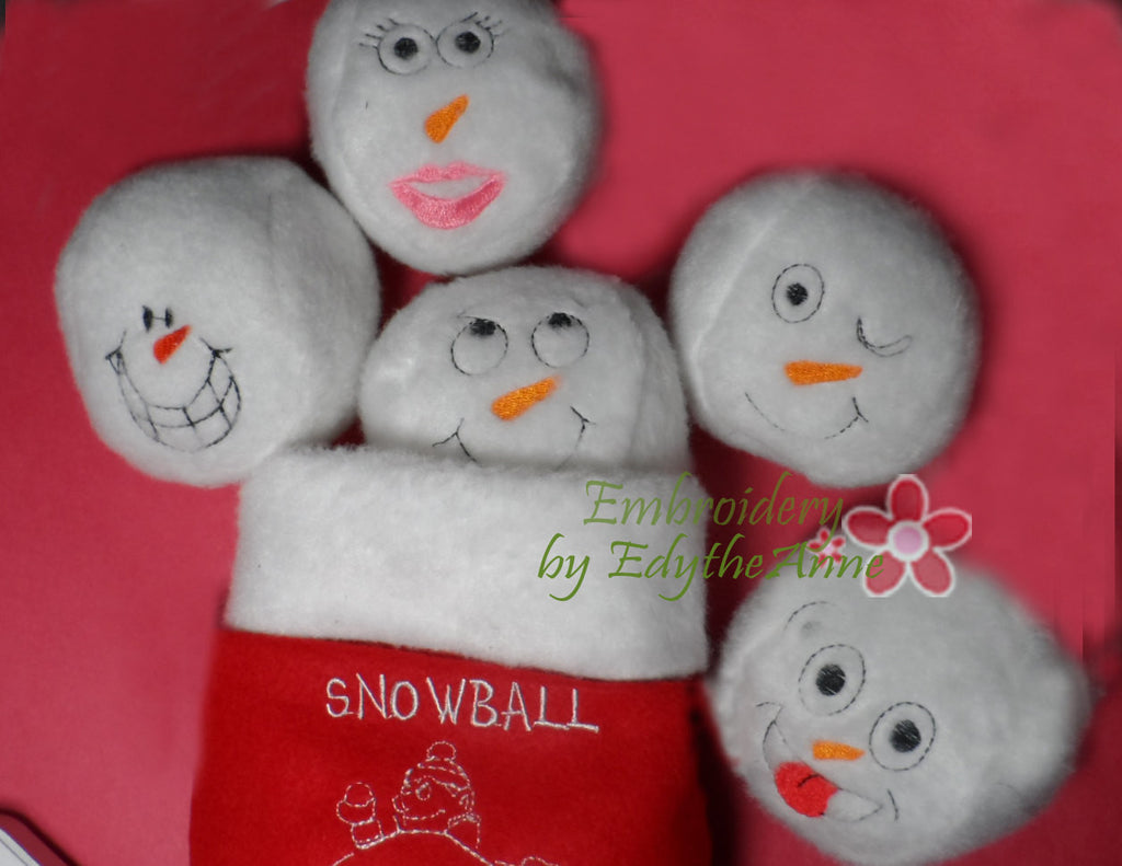 Snowball Stuffies!...Machine Embroidered Twelve different faces shaped ...