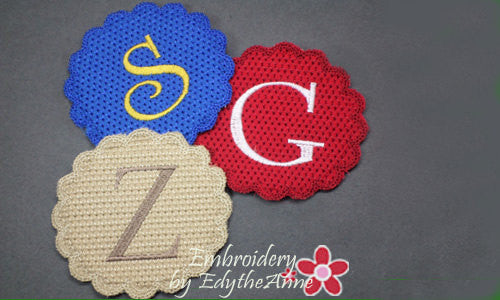 MONOGRAM COASTER Set of 26 In The Hoop Machine Embroidery Design. Digi ...