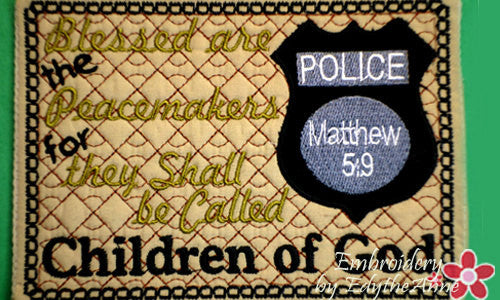 POLICE OFFICER In The Hoop Machine Embroidered Mug Mat/Mug Rug ...