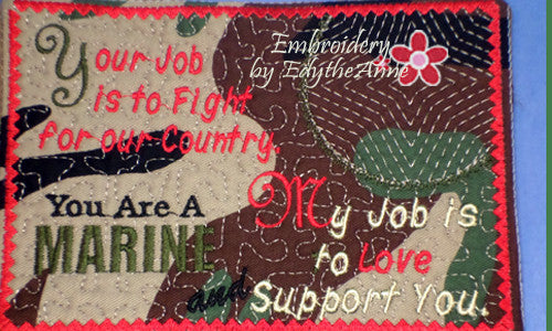 MILITARY In The Hoop Embroidered Mug Mats/Mug Rugs Army, Navy, Marines ...