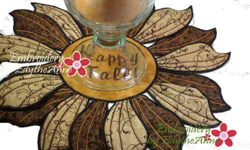 HAPPY FALL TABLE TOPPER In The Hoop Project -MACHINE EMBROIDERY - Digi ...